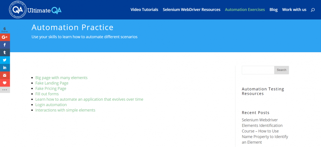 Complete List of Awesome Websites to Practice Automation Testing