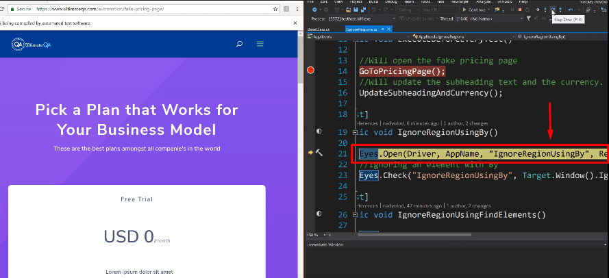 applitools open method - Ultimate QA